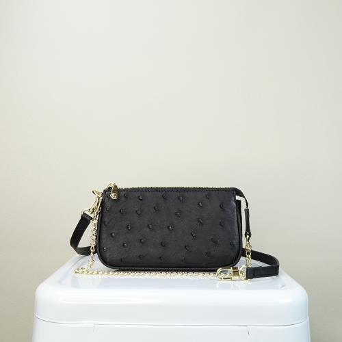 【M2nd】玻切特珍稀鴕鳥皮短鍊帶包(黑-T60A.5)|鑰匙包|ETMall東森購物網